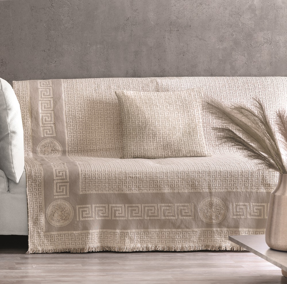 Σενίλ Ριχτάρι Διθέσιου Καναπέ 180x250 Meandros Beige Makis Tselios